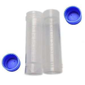 Aifeier ET,5ml Graduated Plastic Tube Vial Small Test Sample Bottle Container with Screw Cap - 50PCS