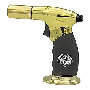 Special Blue DIABLO Butane Dual Torch - 6inch - Gold/Black with Stand