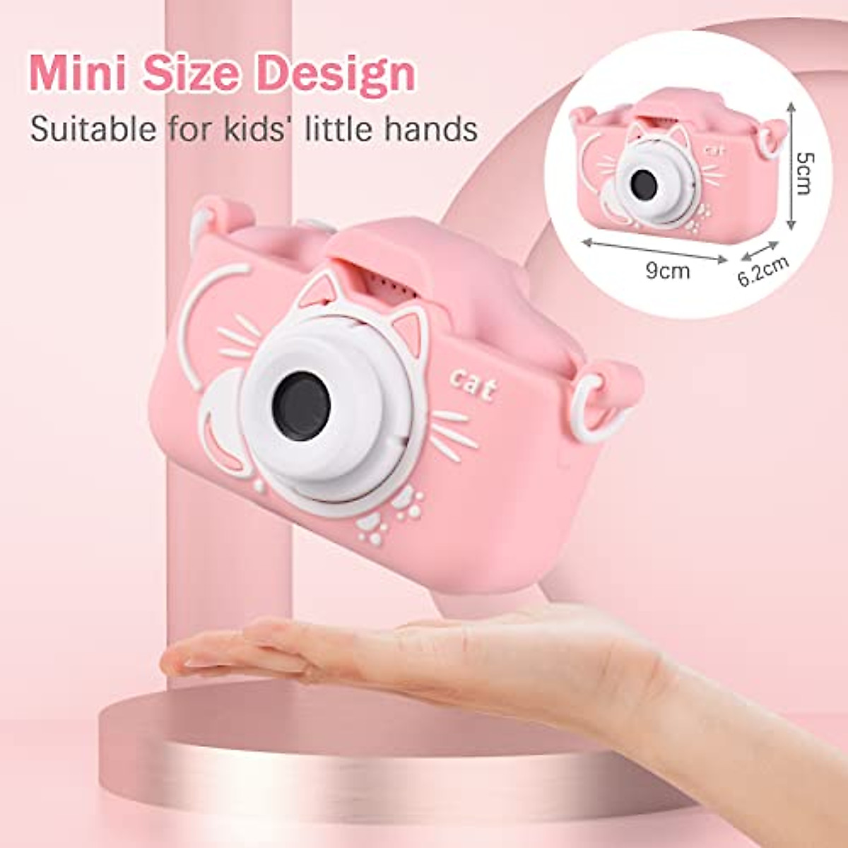 Andoer X8 Mini Kids Digital Camera 1080P 20MP Dual Lens 2.0 Inch IPS Screen Built-in Battery Interesting Games with 32GB Memory Card USB Card Reader Neck Strap Birthday for Boys Girls