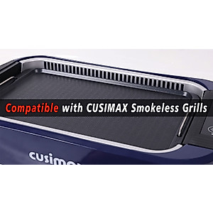 Smokeless Indoor Grill, CUSIMAX Electric Grill with Tempered Glass Lid, 1500 Indoor Grill & Flat Top Griddle for Cusimax Smokeless Grills, Pancake Griddle Plate, Dishwashe-safe, Blue