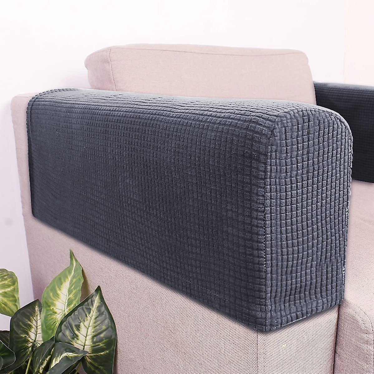 NOLITOY 2pcs armrest Cover Thicken Protective Cloth Protective case with armrests Interior Hand Towel Washable Protective Agent Grip armrest pad Two-Seater arm Cuff Chair Elastic