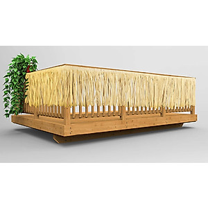 Hawaiian Luau Grass Raffia Fringe Banner Table Skirt for Tropical Birthday Party Tiki Bar, Tent,Chair Skirt,Deck Skirt,Garland Graduation Summer Beach Decorations