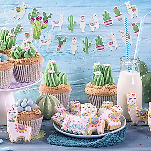 Boao 3 Pcs Llama Party Supplies Llama Cactus Banner Garland Llama Party Decoration Cactus Banner for Mexican Fiesta Llama Themed Birthday Graduation Cinco de Mayo Hawaiian Party Supplies