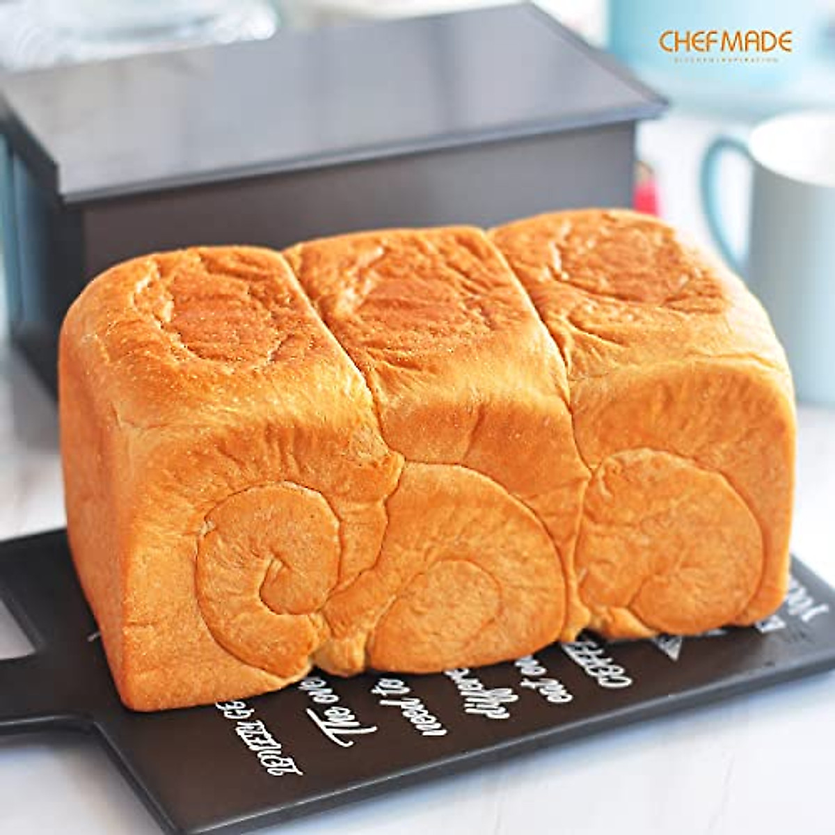 CHEFMADE Bread Loaf Pan with Lid, Nonstick 0.99Lb Dough Capacity Rectangle Flat Toast Box for Oven Baking