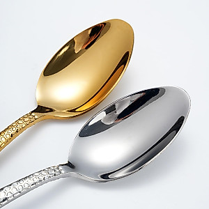 ELiTA ESSENTIALS Luxury 24 Pieces Flatware Set, Hammered Cutlery Set, Premium 304 Stainless Steel Silverware, Knives Forks Spoons, Cutlery Set, Utensils, Tableware Set, Serving 6 (Gold)