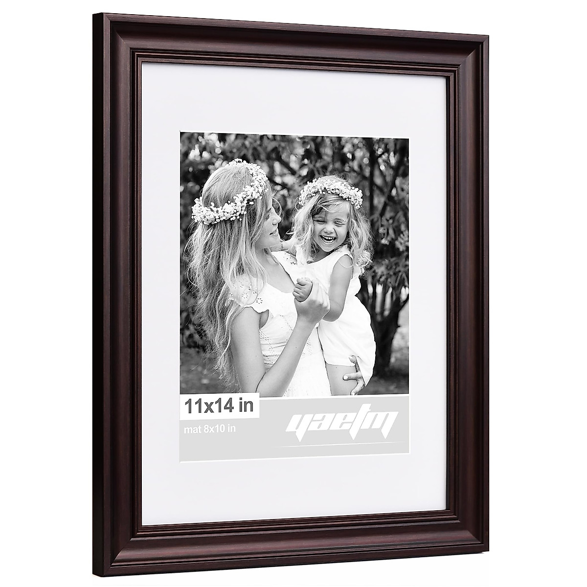 Yaetm 11x14 Picture Frame with Mat for 8x10 Set of 4, 1.4" Wide Molding & Dark Brown Photo Frames 11 x 14 with Tempered Glass for Wall Gallery, Home and Office, Wall Mount (4 pack, Brown)
