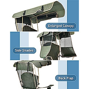 Docusvect Folding Camping Chair with Shade Canopy for Adults, Canopy Chair for Outdoors Sports with Cup Holder, Side Pocket for Camp, Beach, Tailgates, Fishing - Support 330 LBS