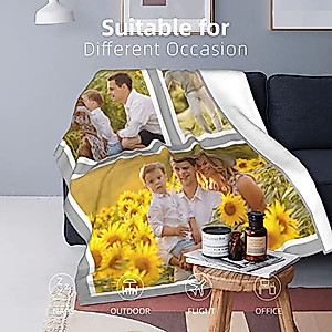 Custom Blanket with Photos-Customized Picture Blanket Flannel Throw Soft Blanket for Adult Kid Best Friend Birthday Gift(3 Photos-Style 1,50"x60")