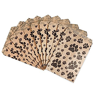 CuteBox Pawprint Kraft Flat Paper Gift Bags 300pcs (5" x 7") for Crafts, Party Favors, Retail, Merchandise, Tradeshows, Handmade Goods, Arts and Crafts, Outdoor Events, Holidays, Weddings