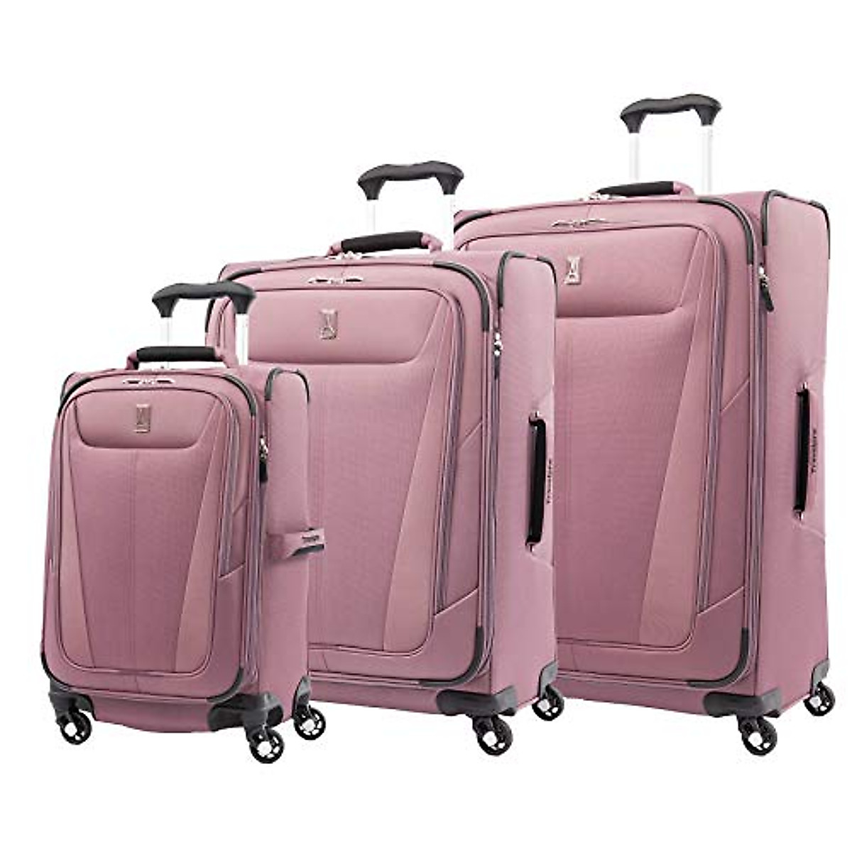 Travelpro Maxlite 5 Softside Expandable Luggage with 4 Spinner Wheels, Lightweight Suitcase, Men and Women, Dusty Rose Pink, 3-Piece Set (21/25/29)