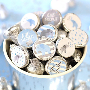 Blue Elephant Baby Shower Favor Stickers - 180 Labels