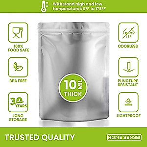 10pcs 5 Gallon Mylar Bags for Food Storage - 10 Mil Thick - Mylar Bags 5 Gallon with Oxygen Absorbers 2500cc - Ziplock Resealable Mylar Bags - Bolsas Mylar 5 Galones
