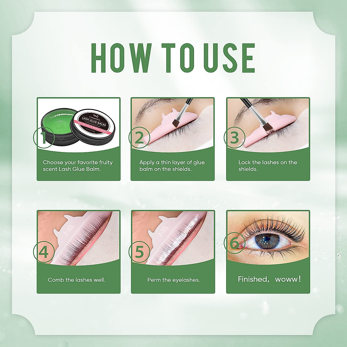 PERMANIA Lash Lift Balm, Eyelash Lifting Adhesive, Soft Fragrance Lash Lift Glue Strong Viscosity and Water Solubility for Lash Perm Kit and Brow Lamination (Apple)