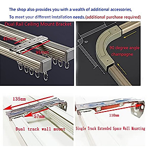 Ceiling Curtain Track Set,Room Divider Track, Shower Curtain Track Set with Hooks and All Accessories for Living Room, Bed Room, Closet and Sliding Door (champagne, For Spaces 3ft - 6ft Wide)