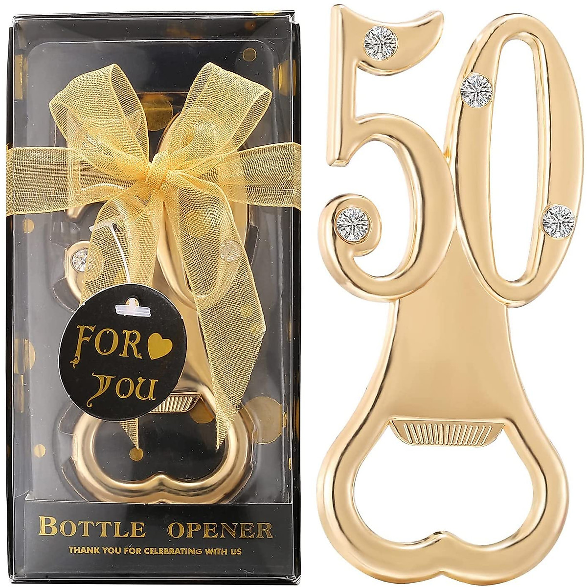 24 Pack 50th Birthday Bottle Opener for 50th Birthday Party Favors 50th Wedding Anniversaries Souvenirs Favors Gifts Table Decorations with Individual Gift Box for Guests (24, 50th)