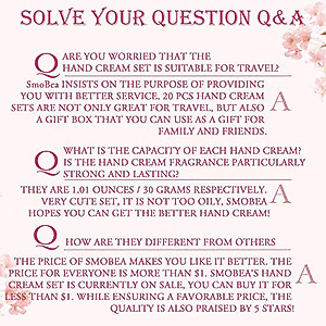 SmoBea 20 Pack x 30ml Plant Fragrance Hand Cream Gift Set, Mini Natural Plant Fragrance Hand Lition Moisturizing Daily Travel Size Hand Cream, Deeply Hydrating & Nourishing Non-Greasy Natural Aloe