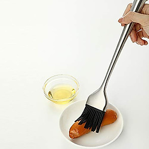 JXS Silicone Sauce Basting Brush, 12 Inch Sturdy BBQ Basting Brush with Stainless Steel Handles