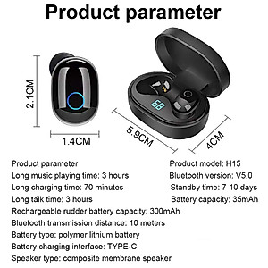 SLuB Wireless Earbuds, Bluetooth 5.0 Wireless Automatic Pairing Earphones,TWS Left and Right Separation Earbuds, Remaining Power Display (with Charging Box)（Black）