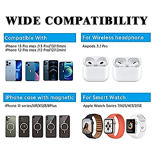 PEAPOLET Magnetic Wireless Power Bank,3 in 1 Slim 5000mAh Wireless Portable Charger Mag-Safe Battery Pack Compatible with iPhone 14/13/12/Pro/Mini/Pro Max Apple Watch Series 8/7/6 (Black)