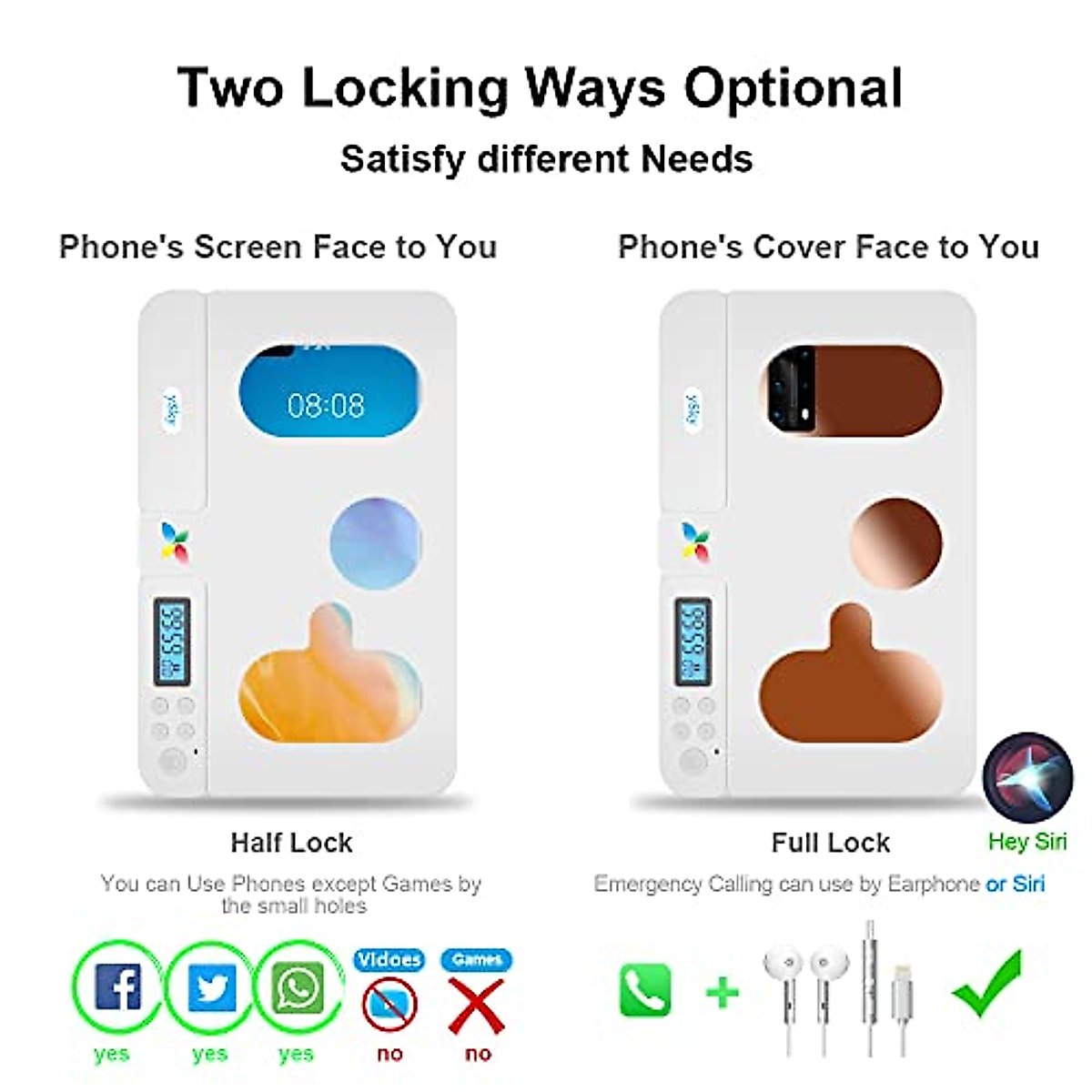 ySky Portable Smart Auto Phone Timer Lock Box for iPhone and Android Phones, Self-Control Timer Locker to Help Kids,Students, Adults Focus Back,Prevent Excessive Games, Mobile Phone Addiction(White)