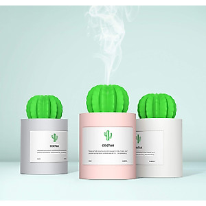 USB Cool Mist Humidifier with Night Light, Mini Size Cactus Humidifier Ultra-Quiet Operation with Timed auto Shutdown for Bedroom,Baby Room,Home,Yoga, Office,Spa,Coffee Bar,Travel Desktop-50ml/h(Pink)