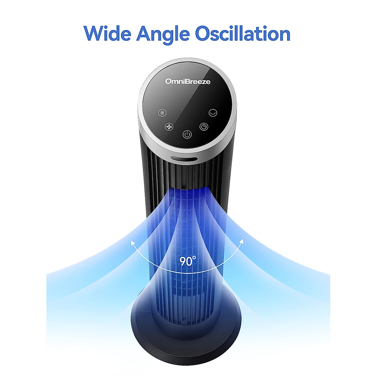OmniBreeze Digital Electric Tower Fan, with Remote Control, LED Display, Standing Bladeless Floor Fans Cooling and Quite Indoor Living Room Bedroom use (40 Inch)