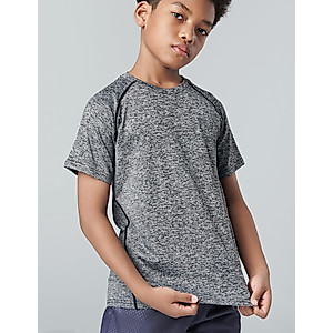 5 Pack Boys Athletic Shirts, Youth Activewear Dry Fit Tshirts for Kids, Short Sleeve Tees, Bulk Athletic Performance Clothing (Set 3, Medium)