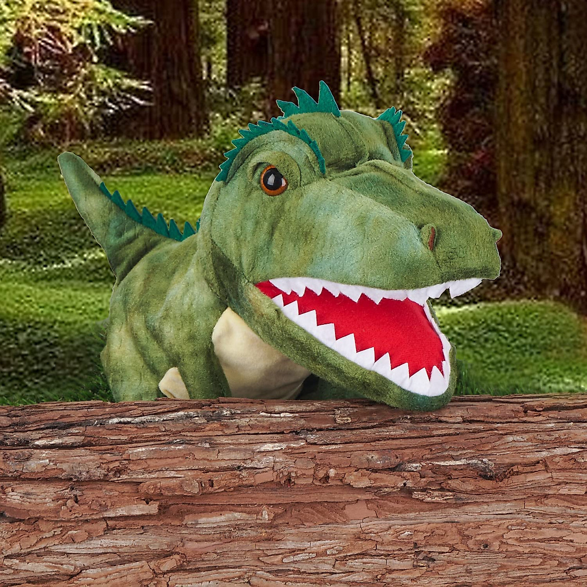 Omoojee Plush Dinosaur Hand Puppets, Soft Dinosaur Toy Stuffed Puppets Gifts for Kids (2 pcs)