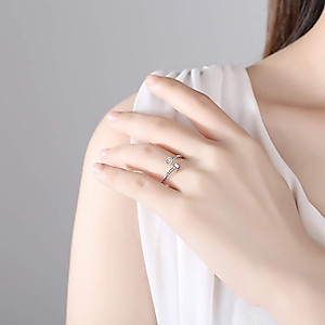 VIKI LYNN Semicolon Rings 925 Sterling Silver CZ Open Adjustable Ring Inspirational Jewlry for Women