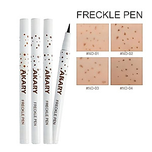 AKARY Freckle Pen Professional Lifelike Face Concealer Point Out Natural Waterproof Longlasting Soft Artificial Fine Makeup Freckle Pen Life Face Decoration (#01 Light Brown)