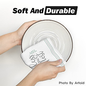 Artoid Mode Vase Eucalyptus Leaves Bless Our Nest Kitchen Towels Dish Towels, 18x26 Inch Seasonal Spring Summer Decoration Hand Towels Set of 4