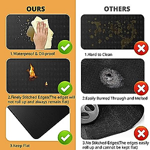 EasyAcc 24 x 31in Fireproof-Grill Mats for Outdoor Tabletop Grill to Protect Your Grill Table-Fireproof-BBQ Barbecue Mat Heat Resistant Grill Table Mat-Waterproof & Oilproof BBQ Mat-Black (0.6mm)