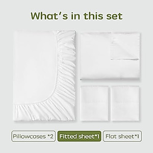SONORO KATE 600 Thread Count Cotton Sheets, Cooling Luxury 100% Egyptian Cotton Bed Sheets 4 Piece, Soft Breathable and Sateen Weave, 16" Deep Pocket (White, Queen)