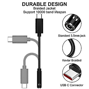 TITACUTE USB Type C to 3.5mm Audio Jack Headphone Adapter for Samsung S22 S21 S20 FE Galaxy Z Flip 3 Fold Note 20 Stereo Dongle USBC Aux Cable Cord for iPad Mini Air Pro OnePlus 9 8T Google Pixel 6 5