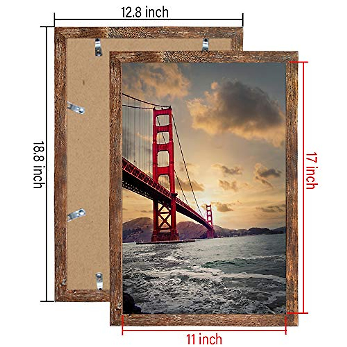 11x17 Frame Vintage Brown Smooth Molding 11x17 Poster Frame, Photo Frame for Wall Hanging, 3 Pack