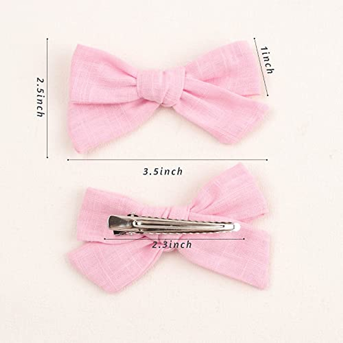 40Pcs 3.5Inch Hair Bows Clips for Baby Girls, Oaoleer Neutral Linen Pigtail Bows Double Bun Ponytail Bow Hair Barrettes Accessories for Babies Infant Toddlers Kids in Pairs