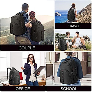 Laptop Backpack for Men Women 17 Inch Waterproof Travel Backpack Durable Laptop Backpack with USB Charging Port,Black