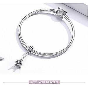 Manhe Charms Landmark Series Charm Sterling Silver Travel Charms Dangle for Pandora Bracelet (Paris Eiffel Tower Charms Pendant)