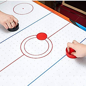 Coopay Air Hockey Pushers and Red Air Hockey Pucks, Goal Handles Paddles Replacement Accessories for Game Tables(4 Striker, 8 Puck Pack)