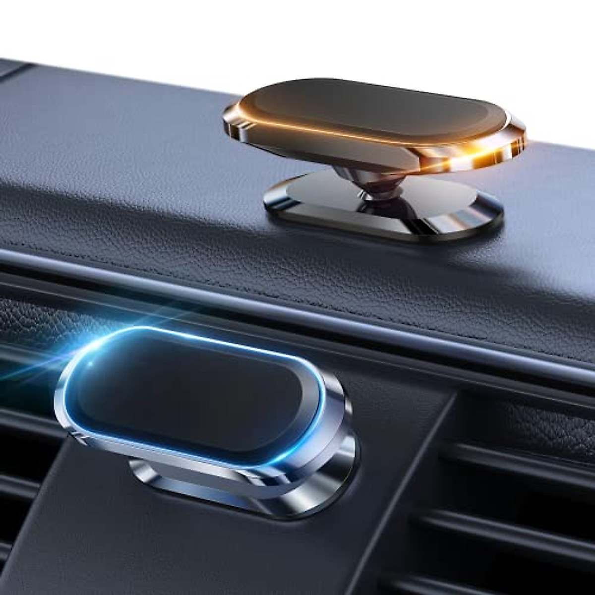 2 Pack Metal Magnetic Phone Holder for Car [ 2022 Upgrade 8X N52 Magnets] Strong Magnet Car Mount, One Second Put and Take & Dashboard 360° Rotation, Fit with iPhone and All Smartphone