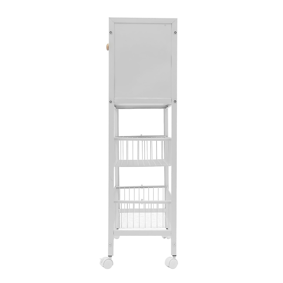 HuaShuani Kitchen Storage Rack, Bread Rack Coffee Station Microwave Rack Storage Rack Kitchen Cart, 4 Level Kitchen Drain Rack, Cutlery, Wine, POTS and Pans, 4 Universal Wheels (White)