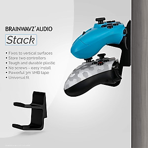 [EOL] The STACK - Dual Universal Game Controller Wall Mount Holder for XBOX ONE, SERIES X, PS5, PS4, PS3, SWITCH, STEELSERIES Gamepad & More, Stadium Seating, Looks Good & Organized No Screws [EOL]