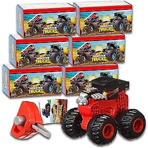 Hot Wheels Cars Hot Wheels Monster Truck Party Favors 6 Pack Bundle with Hot Wheels Mystery Blind Box Toys | Collectible Trucks with Stickers (Hot Wheels Goodie Bag Filler)