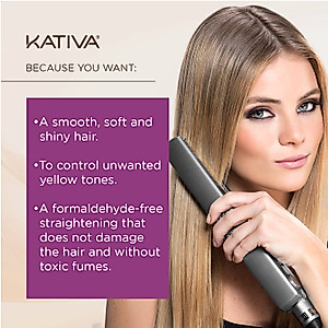 Kativa Brazilian Straightening Blonde Kit, 12 Weeks of Home Use Professional Straightening, with Olive Oil, Citrus Fruits and Keratin, for Straighter, Softer and Shinier Light-Coloured Hair