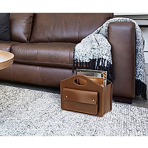 HofferRuffer Magazine Basket Holder, Foldable Magazine Rack, Document File Holder Organizer, File Folder, Newspaper Storage Bin Organizer for Home or Office (Brown)
