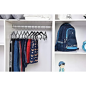 Quality Kids Children's Plastic Non Velvet Non-Flocked Thin Compact Shirt and Skirt/Pant Bundle Coat Hangers with Metal Clips for Skirts Pants Blouses 360° Swivel Hook, Jacket, Shirt, Pants,
