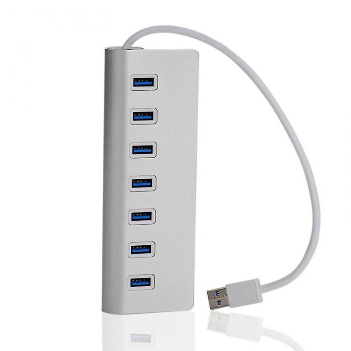 High Speed USB 2.0 Hub Premium 7-Port Portable Aluminum Hub with 60cm USB 2.0 Cable for iMac, MacBooks, PCs and Laptops