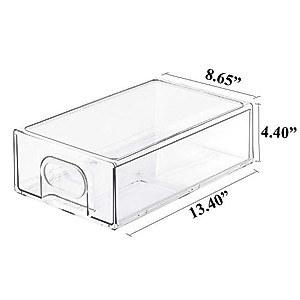 UNIKON 1 PC Refrigerator Organizer Bin, Fridge Organizer And Storage Clear, Stackable Fridge Organizer Drawer - BPA Free Plastic Storage Drawer, 13.40”x8.65”x4.40”