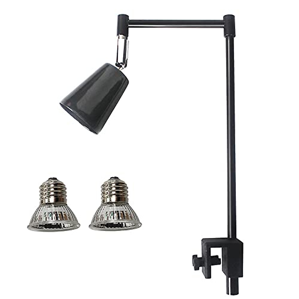 Reptile Heat Lamp Turtle Lights with Clip 360°Rotatable Basking Lamp Dimmable Switch Metal Stand with 25W/50W UVA UVB Full Spectrum Basking Spot Light, for Aquarium Fish Tank Reptile Amphibians Pets