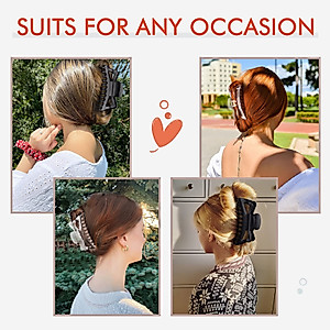 Claw Clips for Thick Hair,CEELGON Hair Clips for Women Large Claw Clip 5.5 Inches Pack of 2 (Black,Clear)